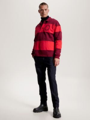 Relaxed Fit Gestreept Rugbyshirt Met Logo Rood Tommy Hilfiger