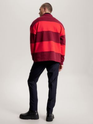Relaxed Fit Gestreept Rugbyshirt Met Logo Rood Tommy Hilfiger