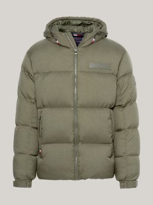 Garment Dyed Hooded New York Puffer Jacket Khaki Tommy Hilfiger