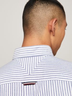 Camisa Oxford Premium Con Rayas Ithaca Y Corte Regular Azul Tommy