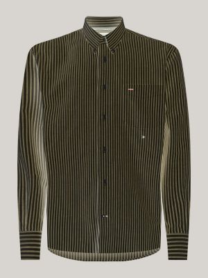 Camisa Oxford Premium Con Rayas Ithaca Y Corte Regular Azul Tommy