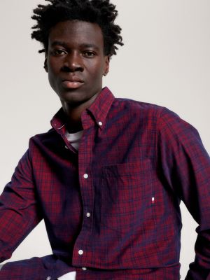 Tartan Check Regular Fit Corduroy Shirt Red Tommy Hilfiger
