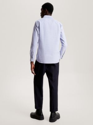 Regular Fit Oxford Hemd Mit Dobby Webung Blau Tommy Hilfiger