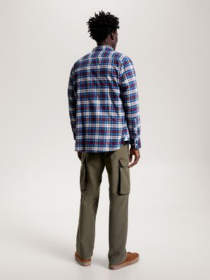 Brushed Tommy Tartan Regular Fit Shirt | BLUE | Tommy Hilfiger
