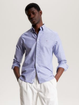 Regular Fit Oxford Hemd Mit Mikropunkten Blau Tommy Hilfiger