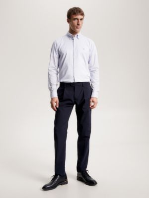Slim Fit Hemd Mit Mikro Print Weiß Tommy Hilfiger