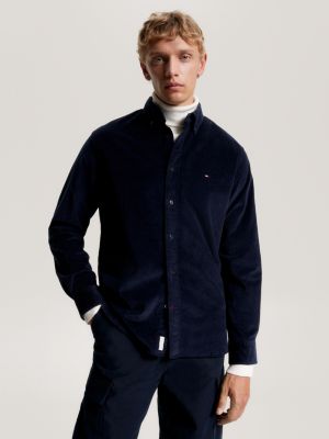 Camicia Regular Fit In Velluto A Coste Blu Tommy Hilfiger
