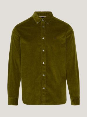 Flag Corduroy Regular Fit Shirt Green Tommy Hilfiger