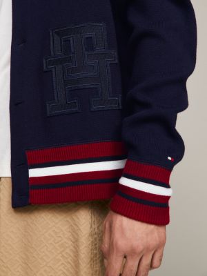 Th Monogram Oversized Varsity Bomber Cardigan Blue Tommy Hilfiger