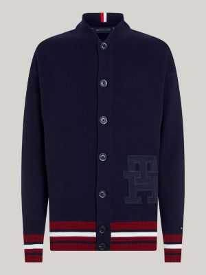 Th Monogram Oversized Varsity Bomber Cardigan Blue Tommy Hilfiger
