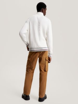 Trui Met Halve Rits En Opstaande Hals Wit Tommy Hilfiger