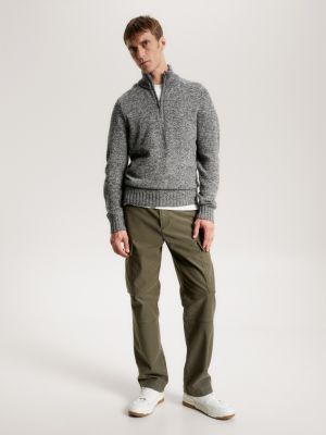 Pull En Laine Mérinos à Col Cheminée Gris Tommy Hilfiger