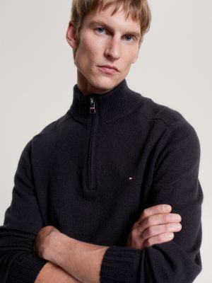 Pullover Aus Merinowolle Mit Mock Rollkragen Schwarz Tommy Hilfiger