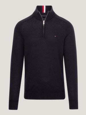Pullover Aus Merinowolle Mit Mock Rollkragen Schwarz Tommy Hilfiger