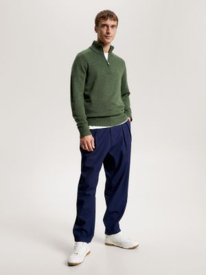 Merino Wool Mock Turtleneck Jumper Green Tommy Hilfiger