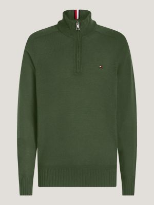 Merino Wool Mock Turtleneck Jumper Green Tommy Hilfiger