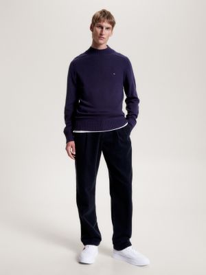 Merino Wool Mock Turtleneck Jumper Blue Tommy Hilfiger