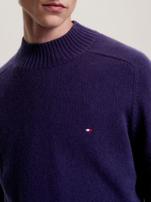 Merino Wool Mock Turtleneck Jumper Blue Tommy Hilfiger