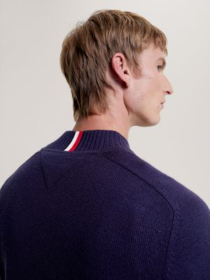 Merino Wool Mock Turtleneck Jumper Blue Tommy Hilfiger