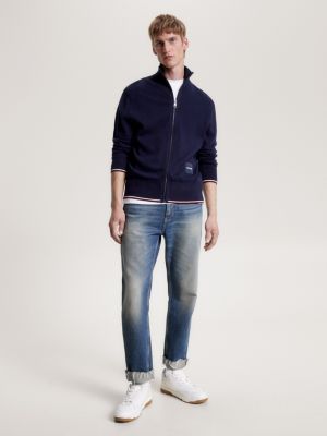 Hilfiger Monotype Global Stripe Zip Thru Jumper Blue Tommy Hilfiger
