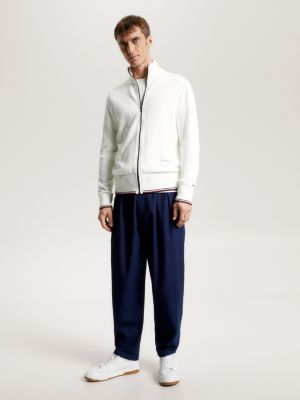 Hilfiger Monotype Global Stripe Zip Thru Jumper White Tommy Hilfiger