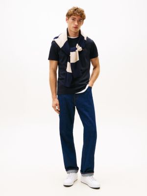 Interlock Slim T Shirt Met Geborduurde Vlag Blauw Tommy Hilfiger