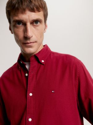 Flex Brushed Twill Regular Fit Shirt Red Tommy Hilfiger