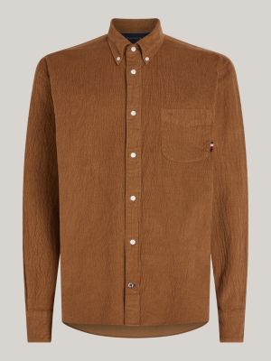Textured Corduroy Regular Fit Shirt Brown Tommy Hilfiger