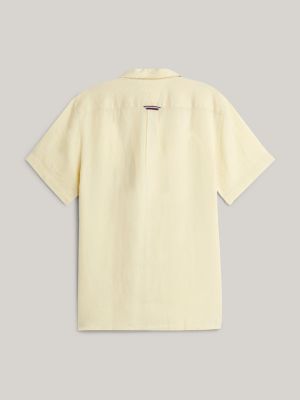 Camisa De Lino Con Cuello Cubano Tommy Hilfiger X Vacation Amarillo