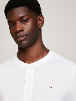 Slim Fit Longsleeve Met Henley Hals Wit Tommy Hilfiger