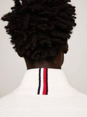 Rib Knit Half Zip Mock Turtleneck Jumper Beige Tommy Hilfiger