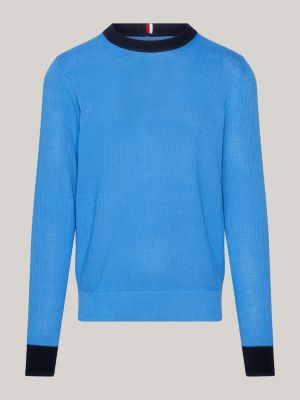 Trui Met Ronde Hals En Gebreide Textuur Blauw Tommy Hilfiger