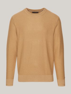 Rundhalspullover Mit Wabenstrick Khaki Tommy Hilfiger