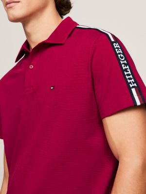 Polo Met Signature Streep En Monotype Logo Rood Tommy Hilfiger