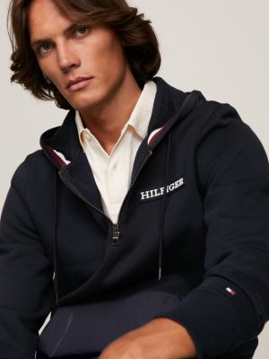 Sweat à Capuche Zippé Hilfiger Monotype Bleu Tommy Hilfiger