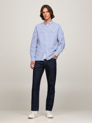 Flex Regular Fit Hemd Mit Mikro Karos Blau Tommy Hilfiger