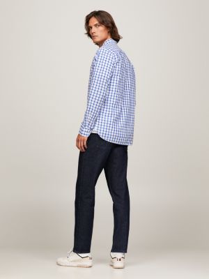 Flex Regular Fit Hemd Mit Mikro Karos Blau Tommy Hilfiger