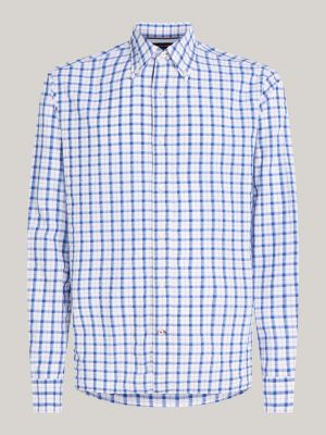Flex Regular Fit Hemd Mit Mikro Karos Blau Tommy Hilfiger