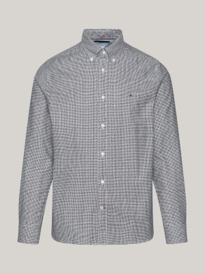Chemise Oxford Coupe Standard Motif Panama Bleu Tommy Hilfiger