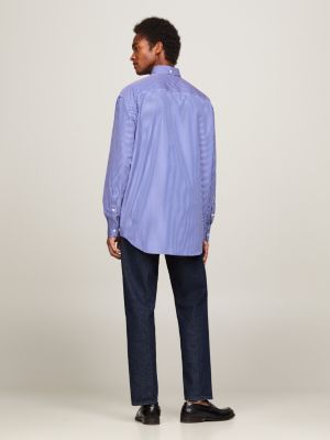 Regular Fit Hemd Mit Streifen Und Wappen Blau Tommy Hilfiger