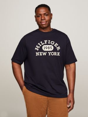 Plus Hilfiger Monotype College Logo T Shirt Blue Tommy Hilfiger