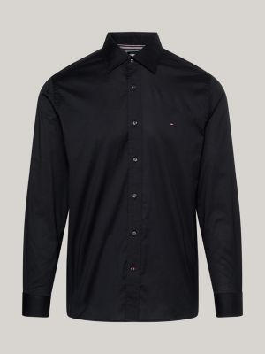 Th Flex Regular Fit Hemd Aus Popeline Schwarz Tommy Hilfiger