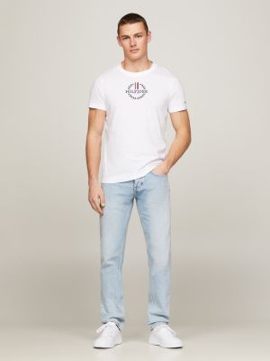 Slim Fit T Shirt Mit Archive Wappen Logo Weiß Tommy Hilfiger