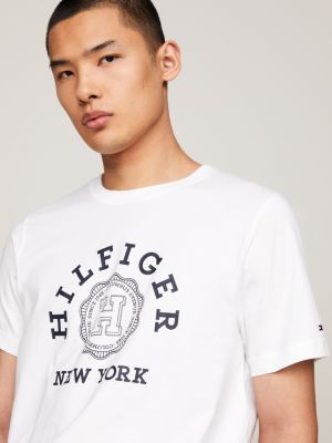 Camiseta De Cuello Redondo Con Logo Delantero Blanco Tommy Hilfiger