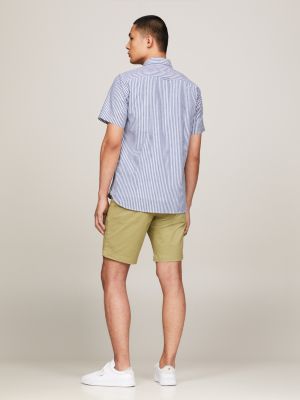 Gestreiftes Regular Fit Kurzarm Hemd Blau Tommy Hilfiger