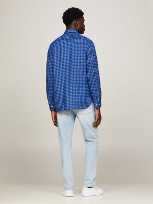 Camicia Global Stripe Regular Fit A Quadri Blu Tommy Hilfiger
