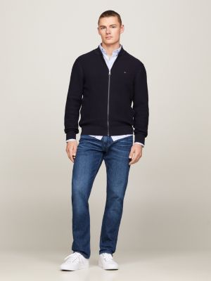 Pullover Jacke Mit Baseball Kragen Blau Tommy Hilfiger