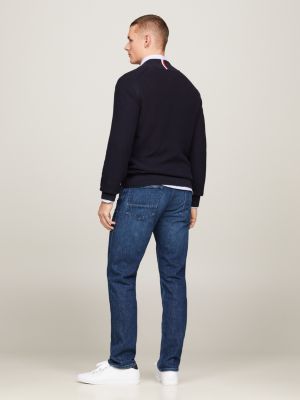 Pullover Jacke Mit Baseball Kragen Blau Tommy Hilfiger