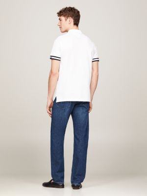 Polo Ajusté à Logo Monotype Hilfiger Blanc Tommy Hilfiger