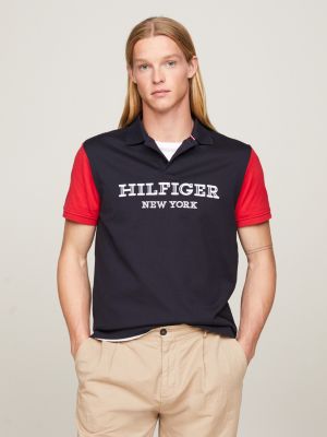 Hilfiger Monotype Colour Blocked Regular Fit Polo Red Tommy Hilfiger